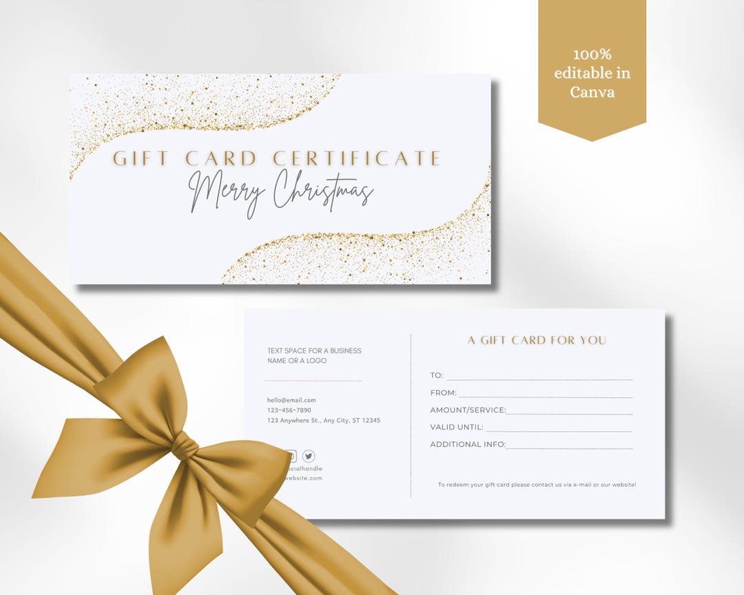 Christmas Gift Card Template Christmas Gift Voucher Template Editable ...