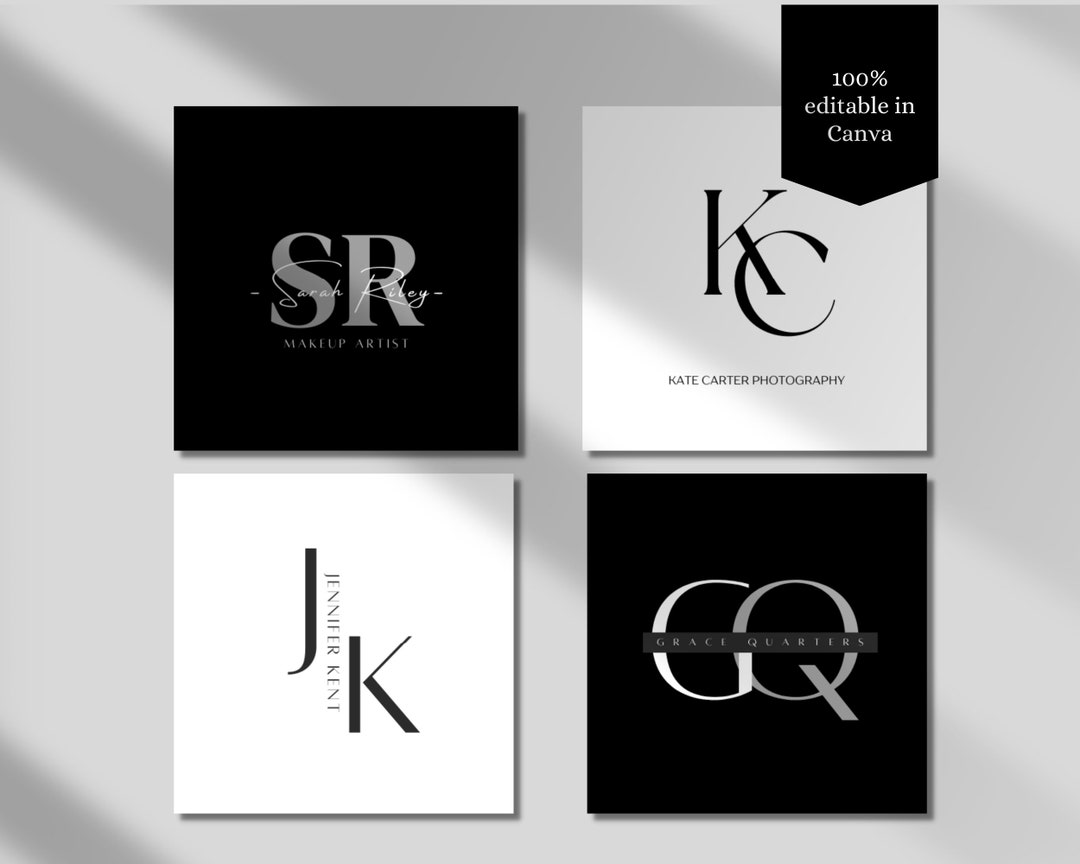 Editable Logo Design Template Black Canva Business Logo White ...