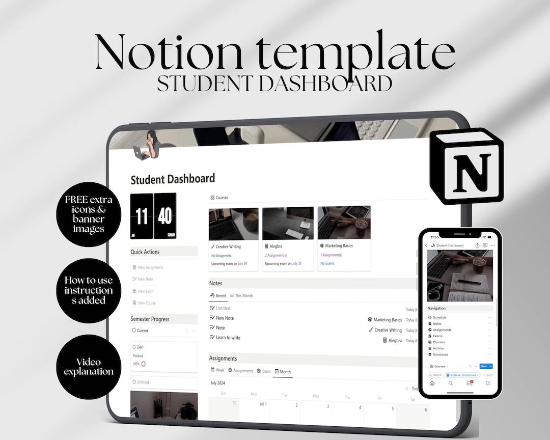 2026 Academic Notion Planner Student Planner Notion College Notion ...