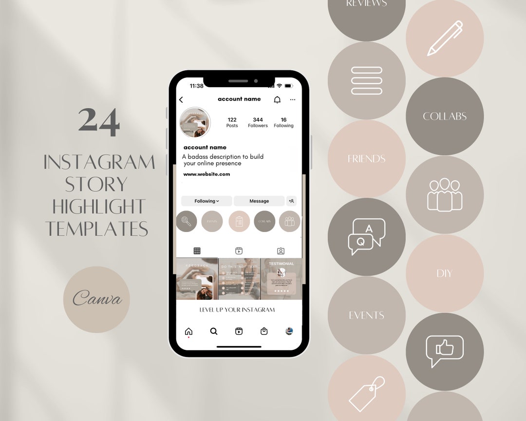Beige Instagram Highlight Templates | Boho Highlight Icons | Minimal ...