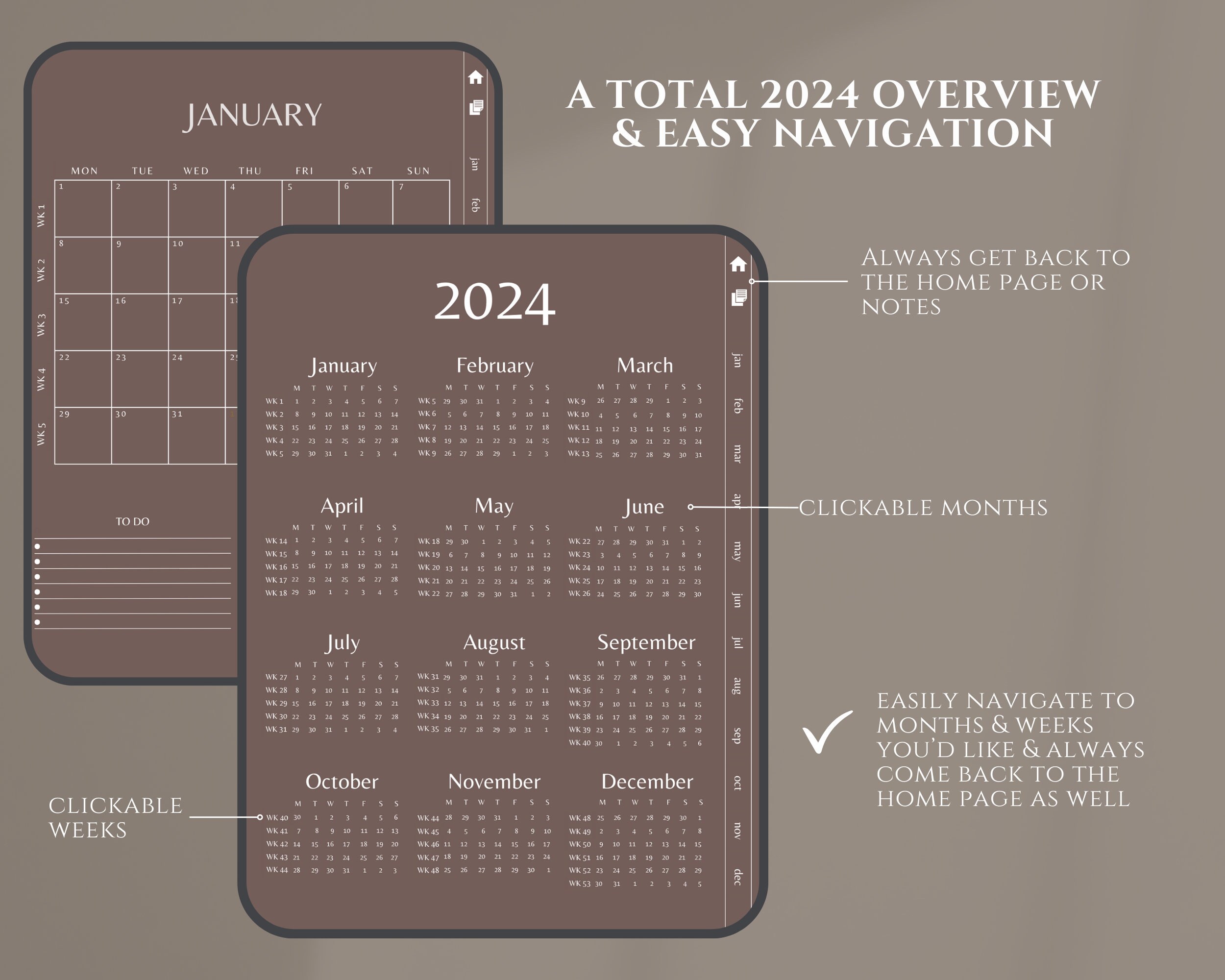 2024 Dated Digital Planner| Monthly Weekly Planner| Hyperlinked iPad ...