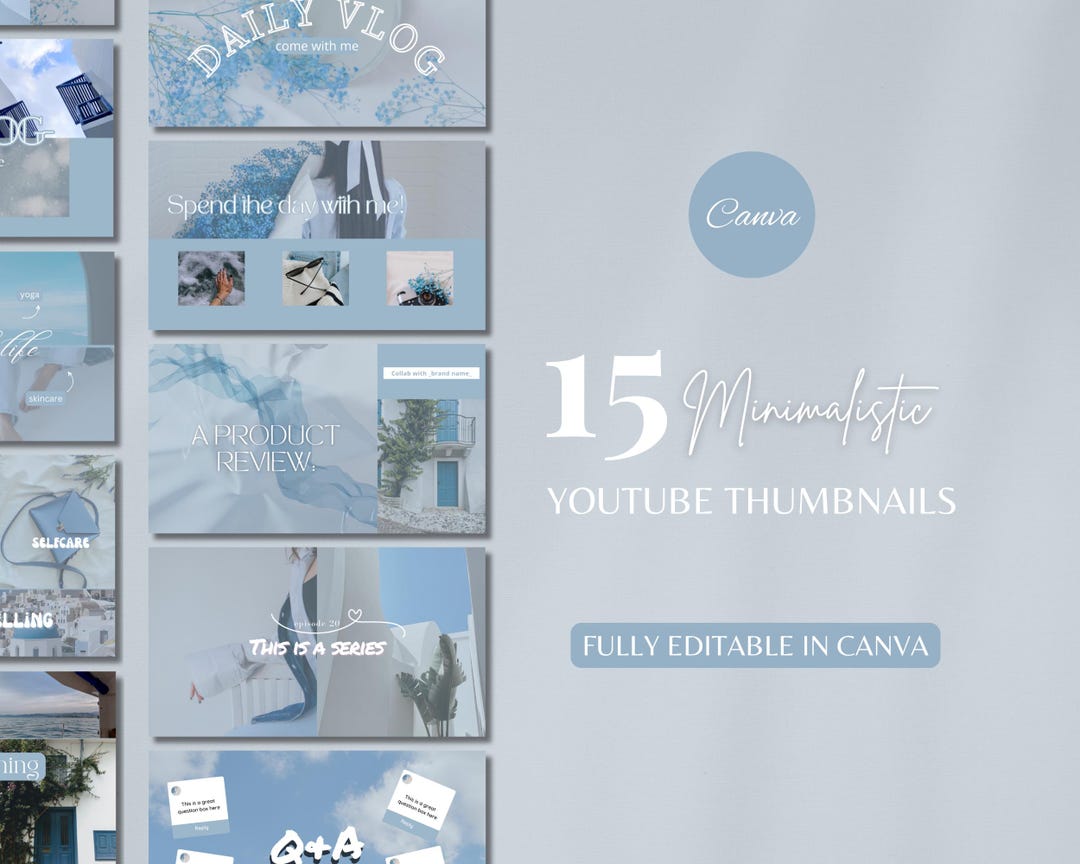Youtube Thumbnail Templates Blue Youtube Channel Kit Thumbnails Social ...