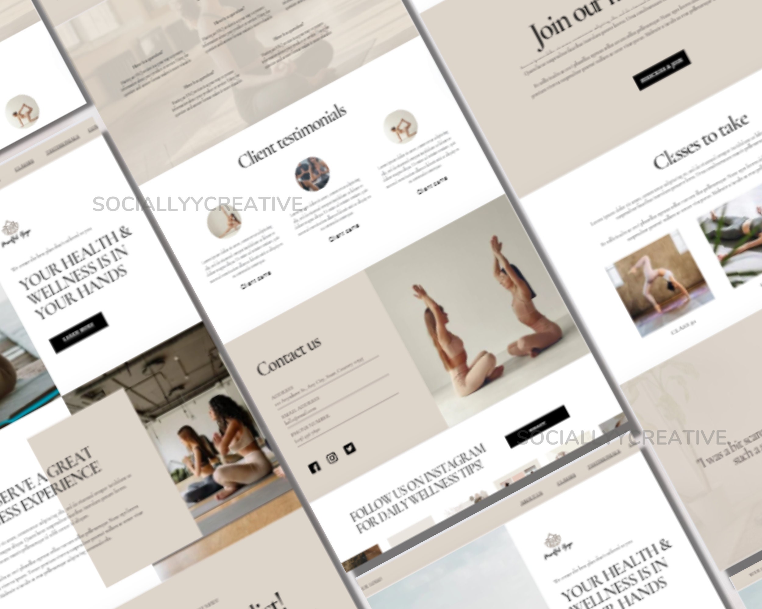 Yoga Website Canva Template Wellness Website Template Health Coach ...