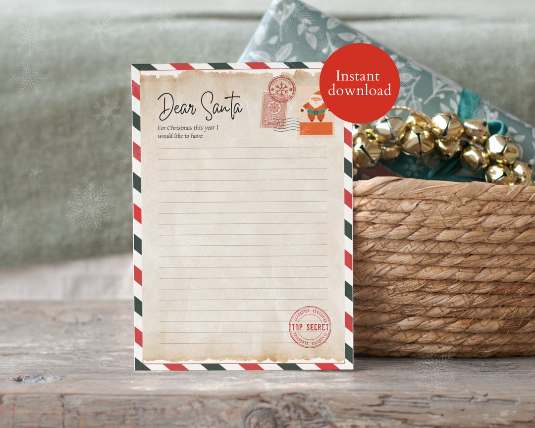 Christmas Wish List to Santa Printable Christmas Letter to - Etsy