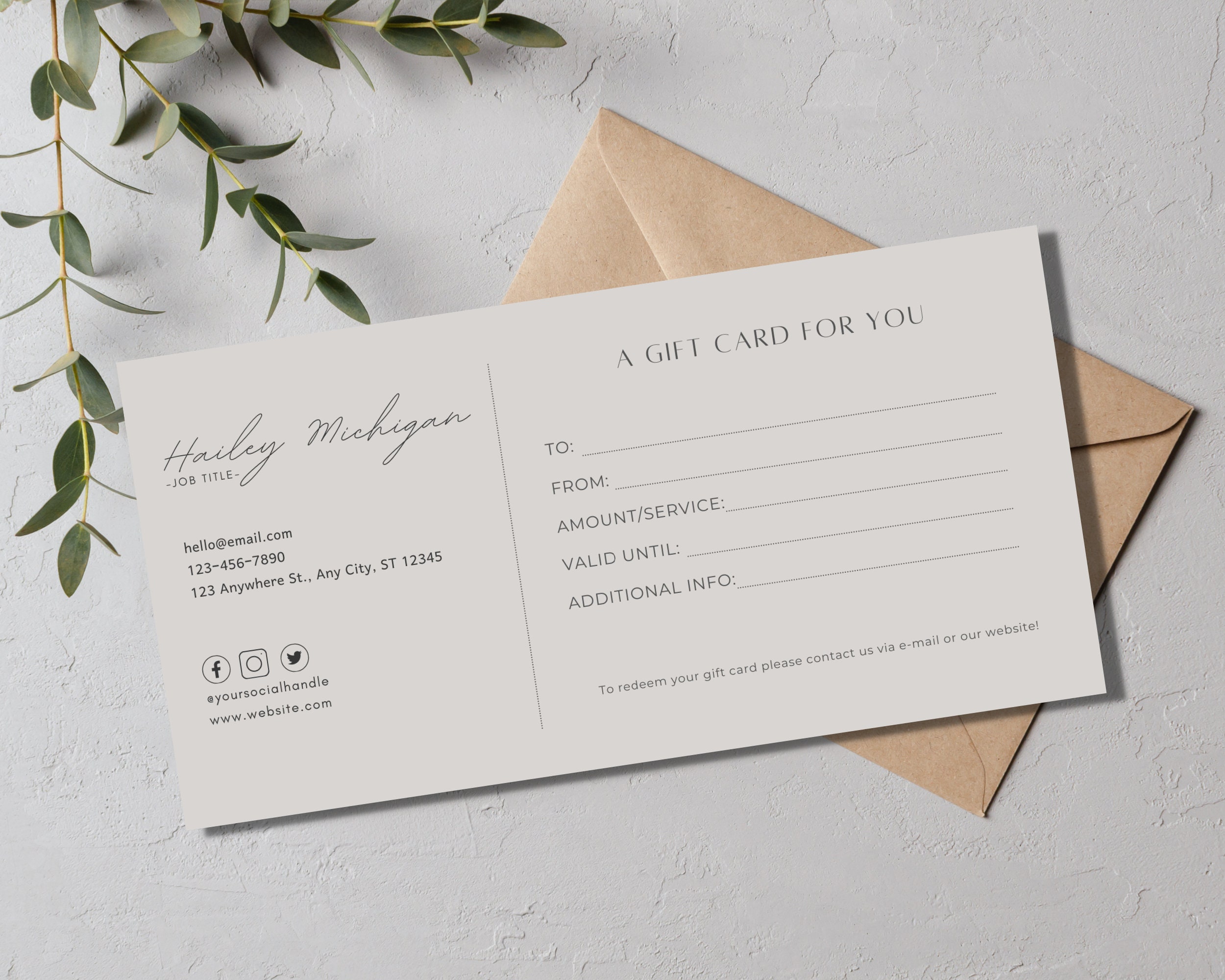 Gift Card Template Beige Business Gift Certificate Template Beige ...