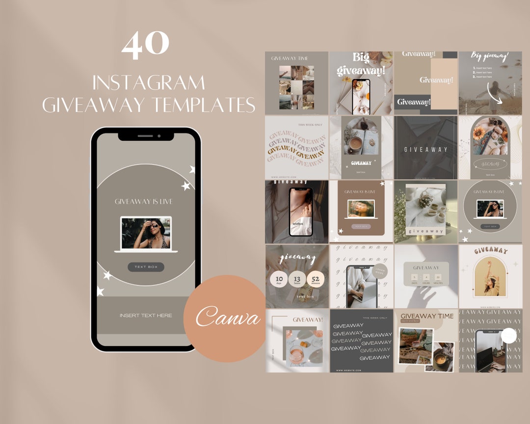 40 Instagram Giveaway Templates | Editable Canva Social Media Templates ...