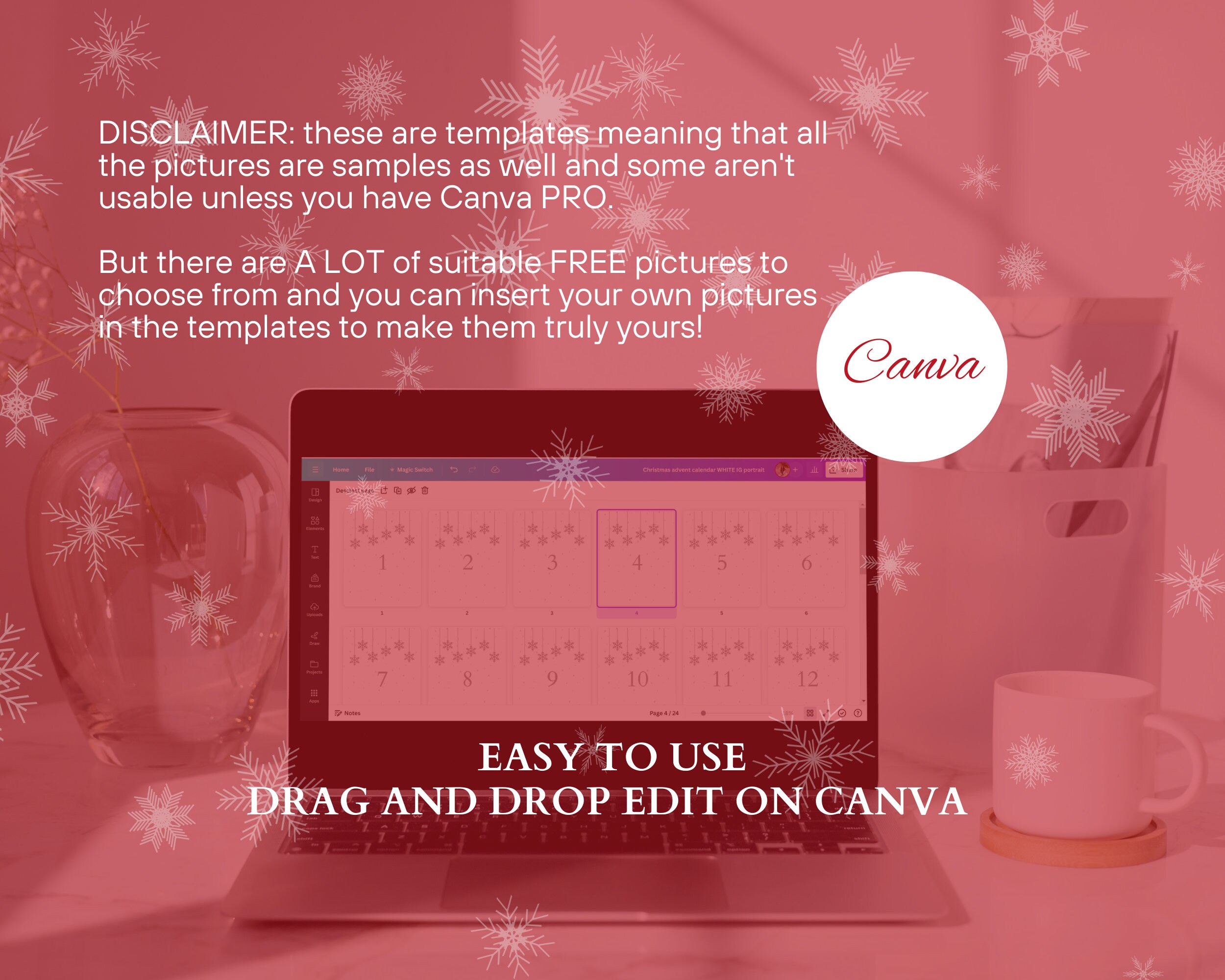 Christmas Social Media Advent Calendar Instagram Post Editable ...