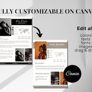 Black Media Kit Template| 2 Page White Media Kit| Influencer Rate Sheet ...