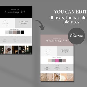 Brand Kit Template | Black Brand Board Template | Pre-made Branding Kit ...