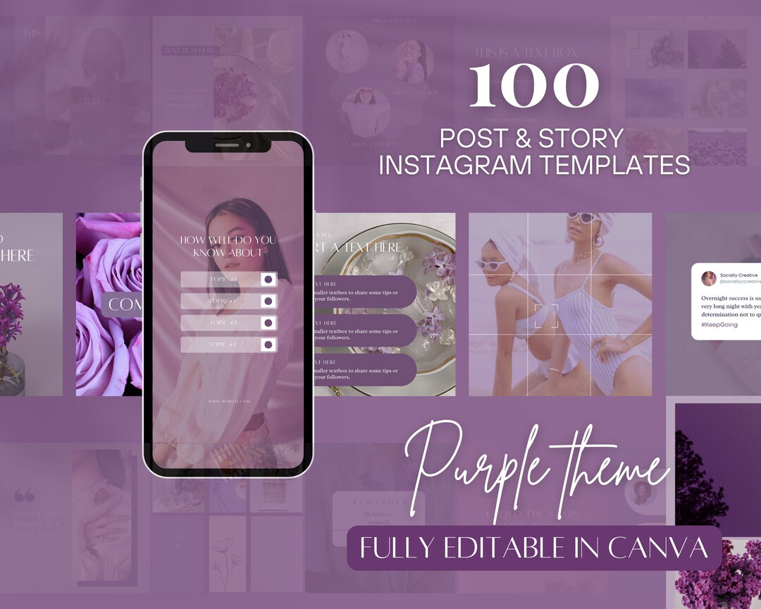 Purple Instagram Feed Templates| Purple Social Media| Lavender Color ...