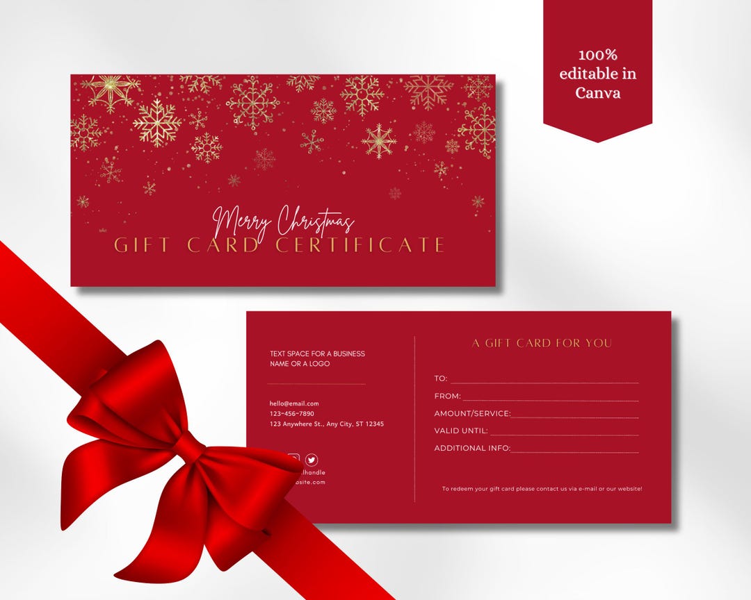 Christmas Gift Card Template Red Christmas Gift Voucher Template Red ...