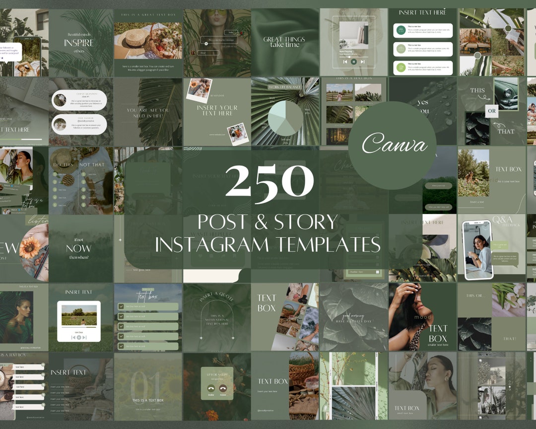 250 Green Instagram Templates, Green Social Media, Tropical Instagram ...