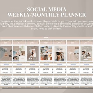 Digital Social Media Planner Excel Spreadsheet| Content Calendar ...