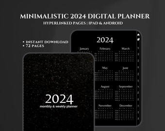 2024 Dated Digital Planner Monthly Weekly Planner Hyperlinked iPad ...