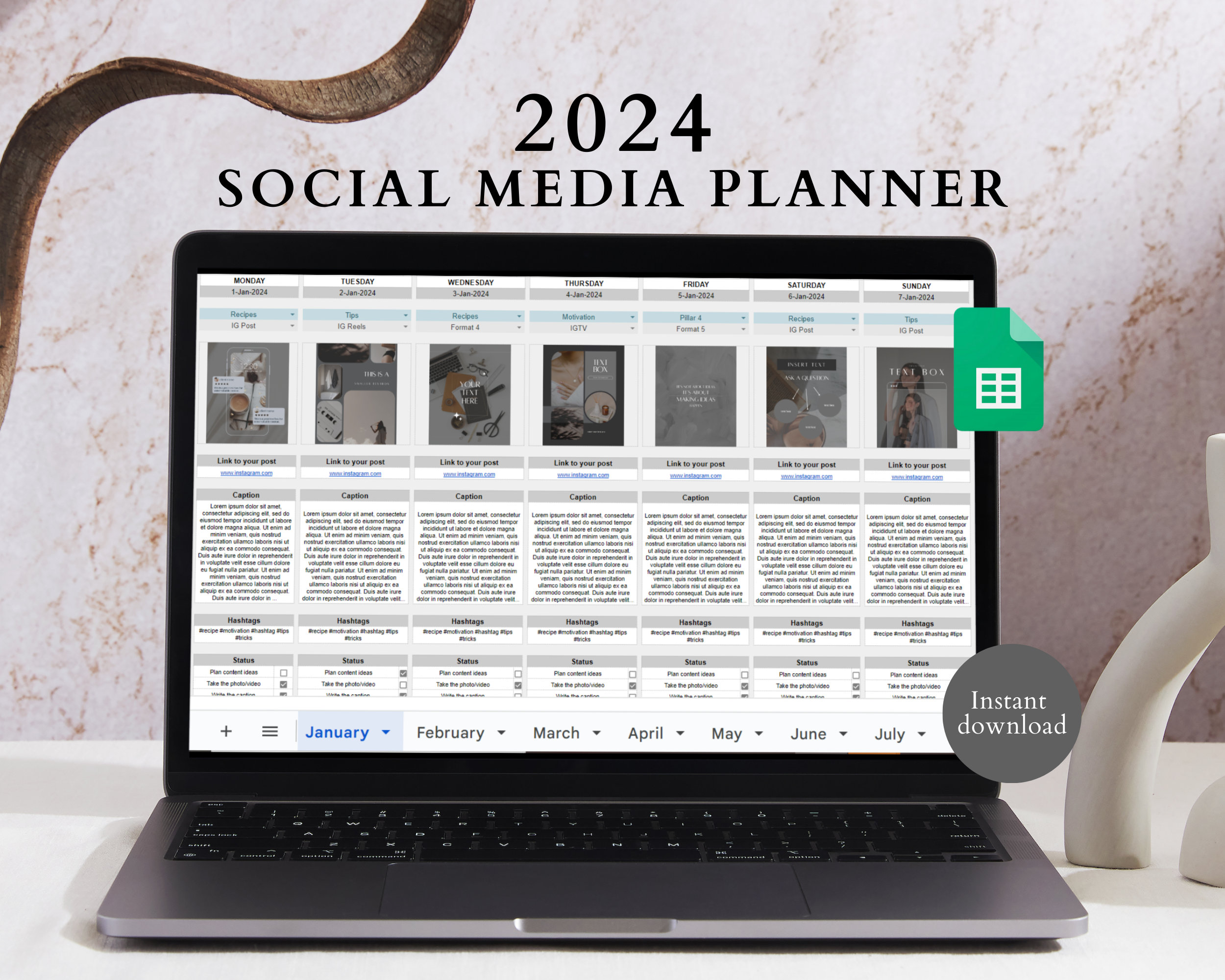2024 Social Media Calendar for Social Media Growth Instagram Digital ...