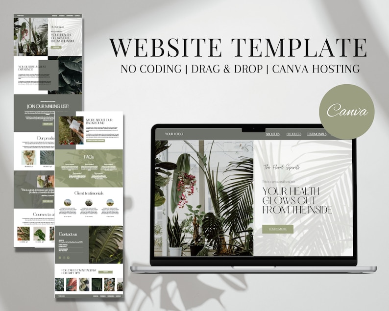 Floral Shop Website Template Tropical Website Business Template Canva ...