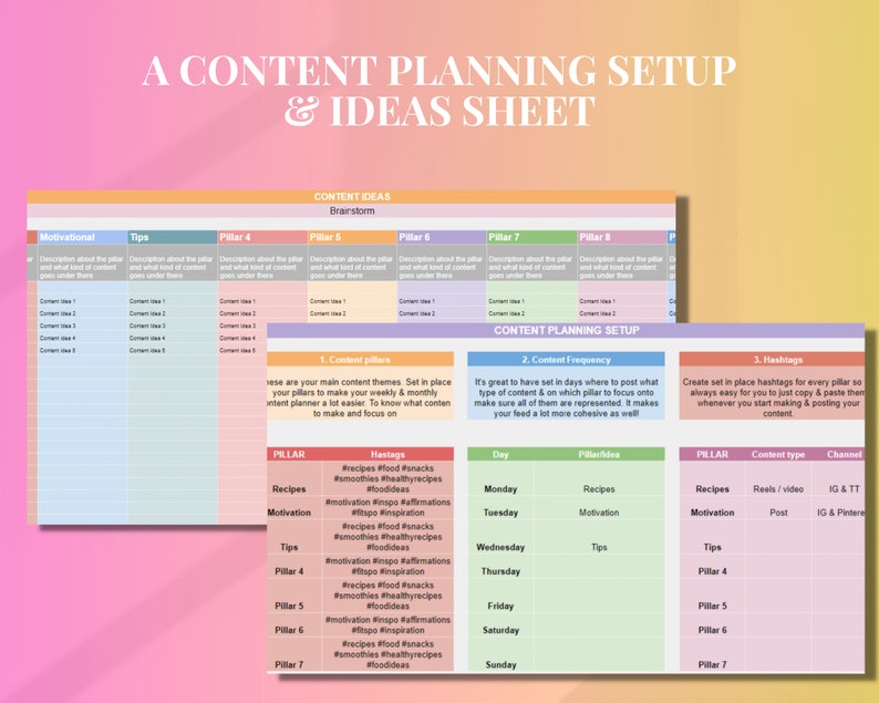 Digital Social Media Planner Excel Spreadsheet| Weekly Content Calendar ...