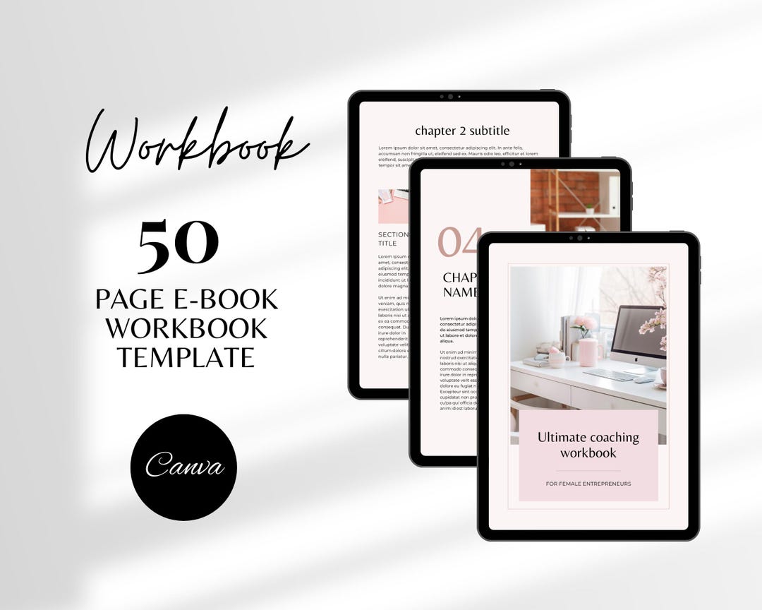 Minimalistic Workbook Template Canva Coaching E-book Template Editable ...