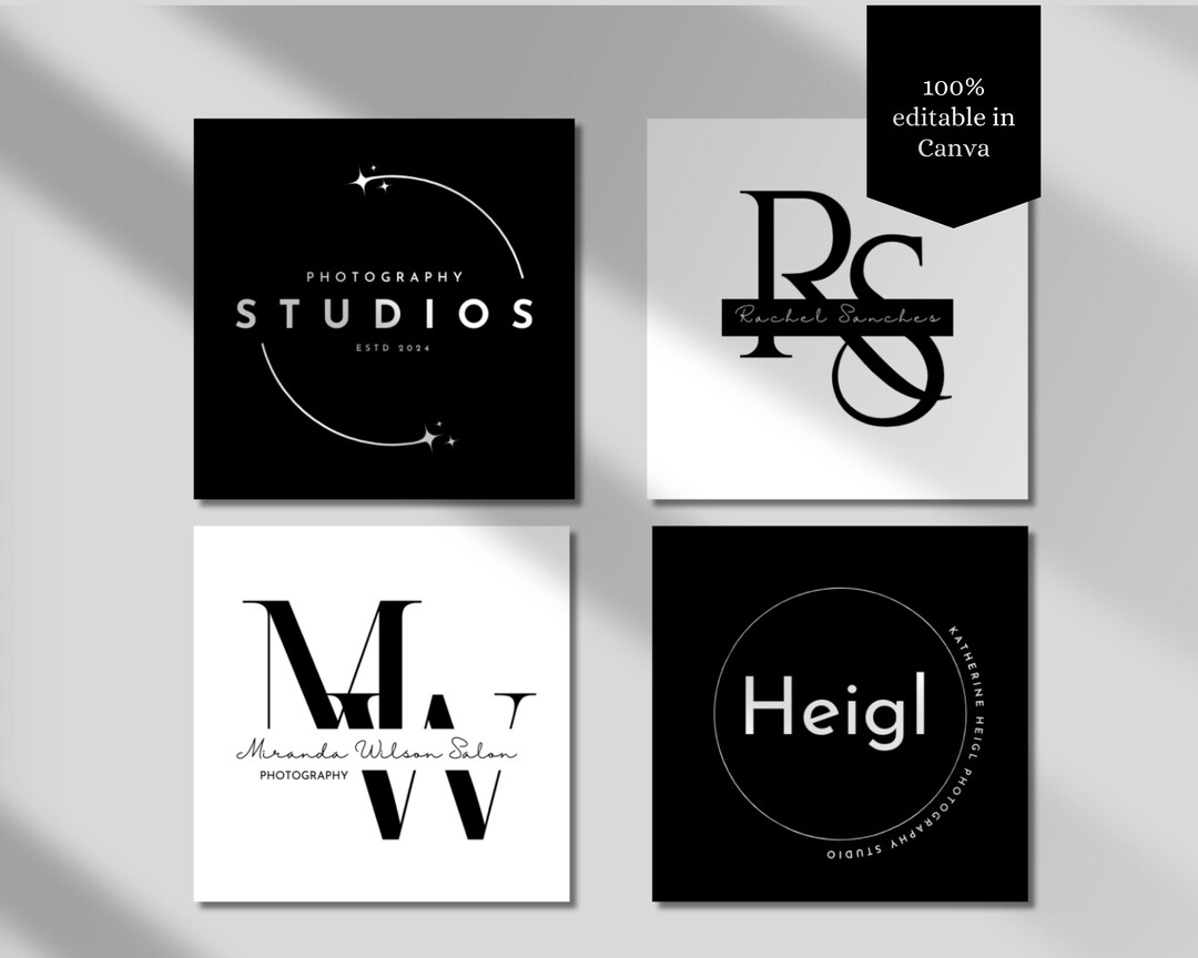 Editable Logo Design Template Black Canva Business Logo White ...