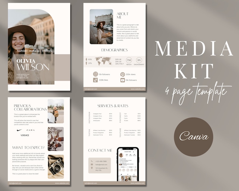 Blogger Media Kit Template Editable Media Kit Instagram Rate Sheet ...