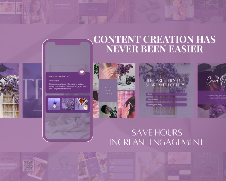 Purple Instagram Templates Purple Social Media Canva Templates - Etsy