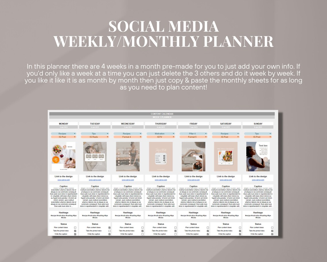 Social Media Content Planner Content Calendar Google Sheets Instagram ...