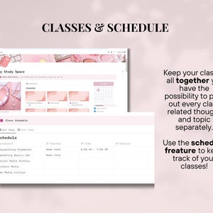 Pink Notion Study Planner Notion School Template Pink Study Notion ...