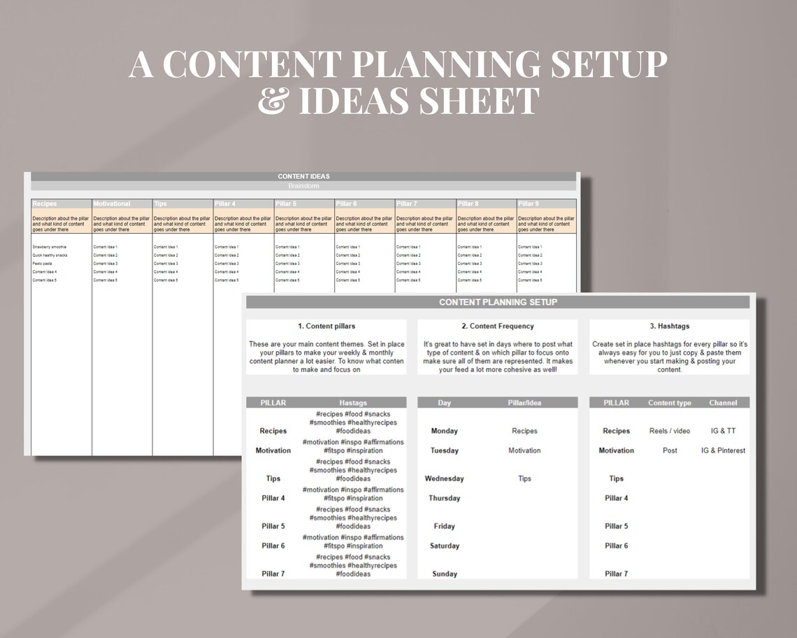 Social Media Content Planner Content Calendar Google Sheets Instagram ...