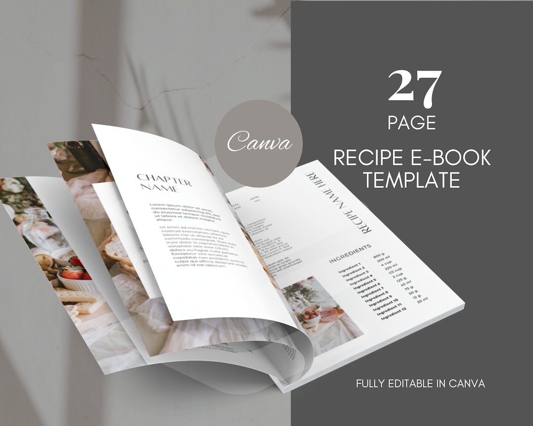 Recipe Book Template Digital Cook Book Editable Recipe Binder Canva ...