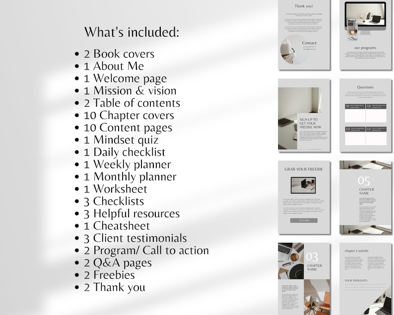 Minimalistic Workbook Template Canva Coaching E-book Template Editable ...
