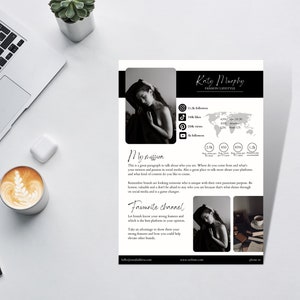 Black Media Kit Template| 2 Page White Media Kit| Influencer Rate Sheet ...