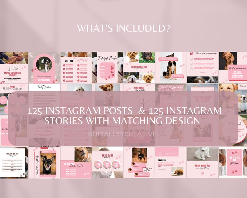 Pet Instagram Templates Pink Dog Social Media Dog Salon Instagram Dog ...
