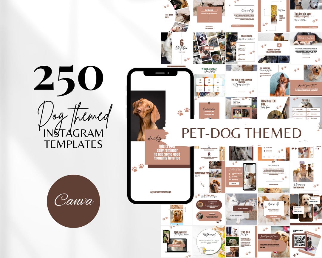 Dog Instagram Templates Brown Pet Social Media Dog Salon Instagram Dog ...