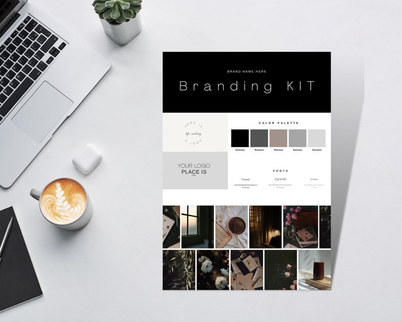 Brand Kit Template Black Brand Board Template Pre-made - Etsy
