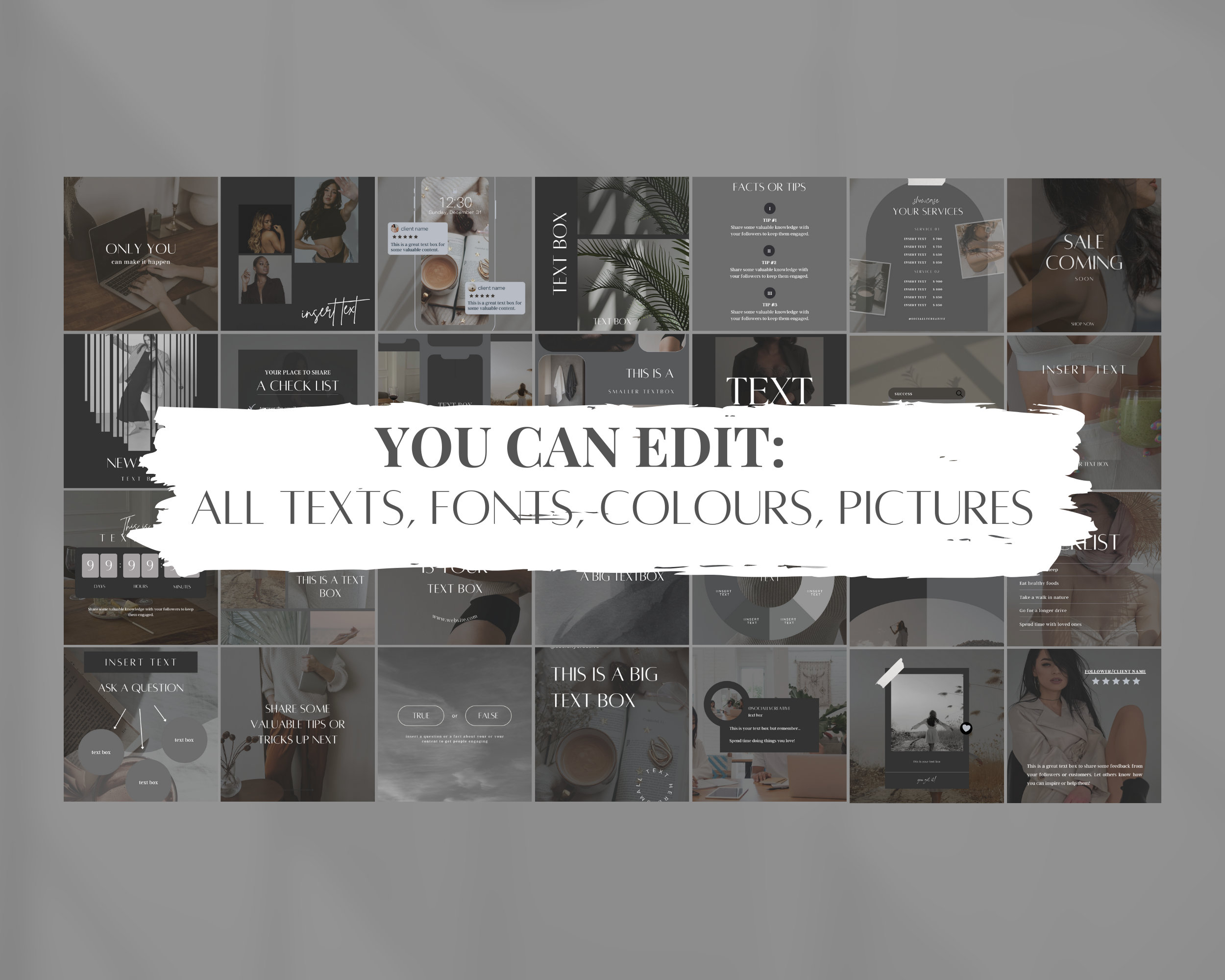 130 Dark Instagram Templates Dark Social Media Canva Templates ...