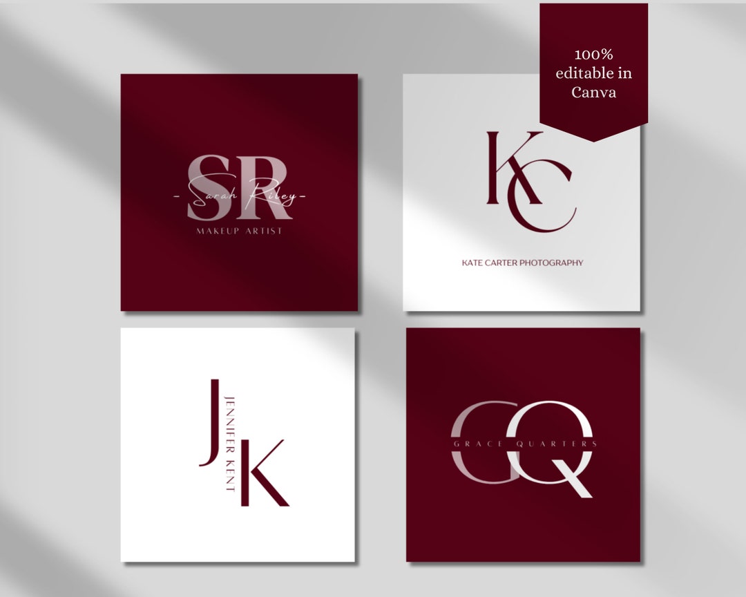 Red Logo Template Editable Red Canva Logo White Professional Logo Kit ...