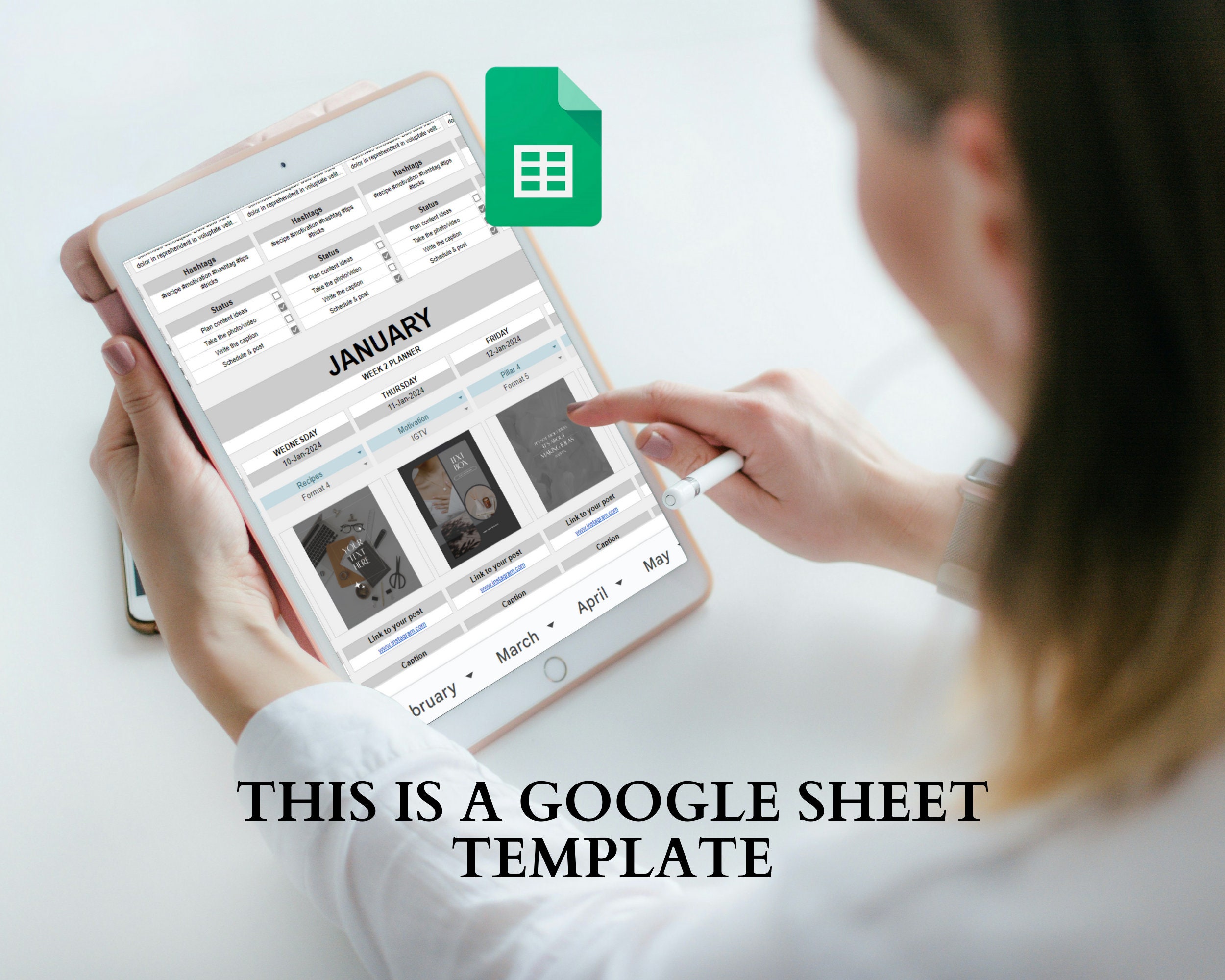 2024 Content Calendar for Social Media Growth Instagram Digital Planner ...