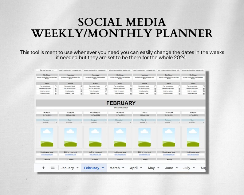 2024 Content Calendar for Social Media Growth Instagram Digital Planner ...