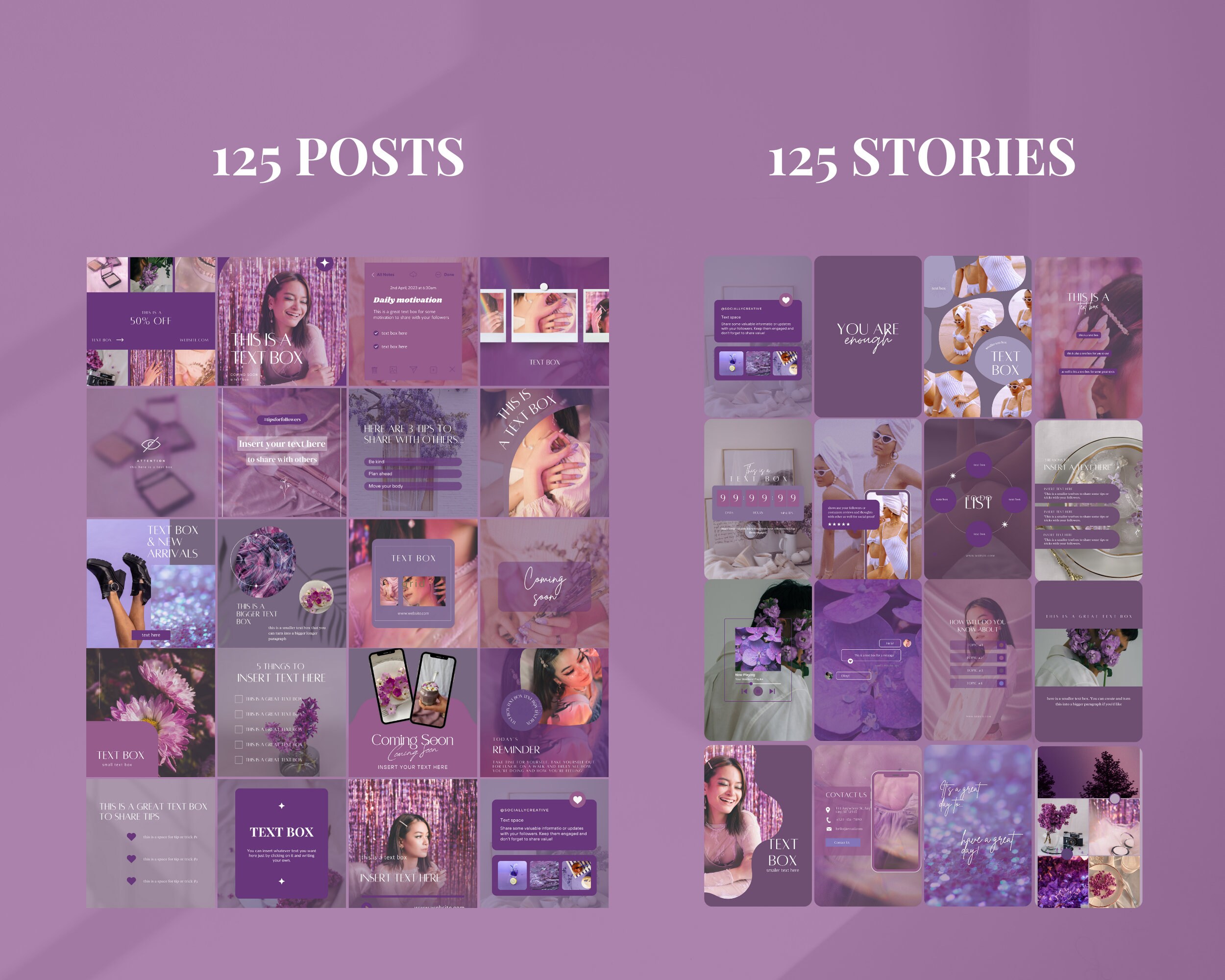 Purple Instagram Templates Purple Social Media Canva Templates - Etsy