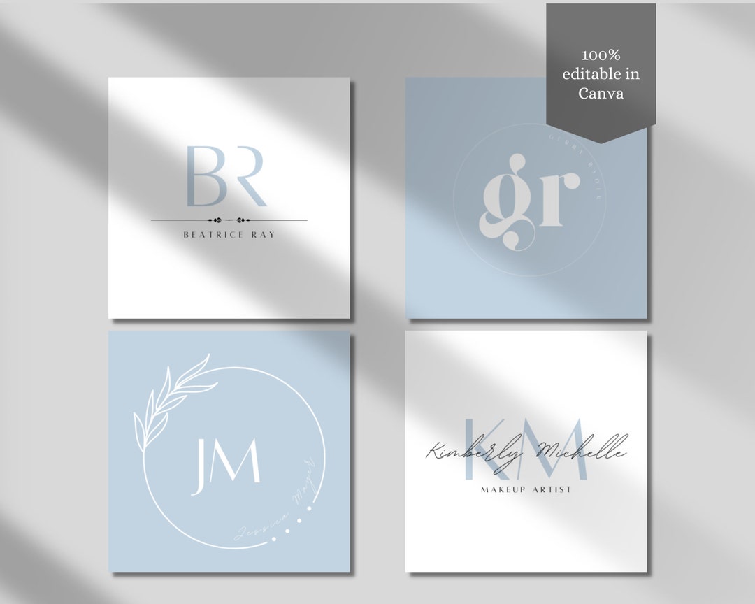 Editable Logo Template | White Canva Business Logo | Blue Professional ...