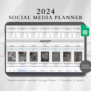 2024 Content Calendar for Social Media Growth Instagram Digital Planner ...