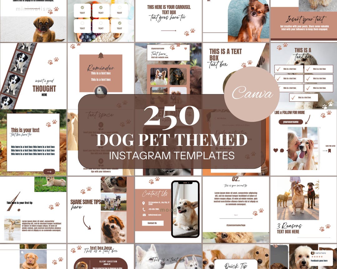 Pet Instagram Templates Brown Dog Social Media Dog Salon Instagram Dog ...