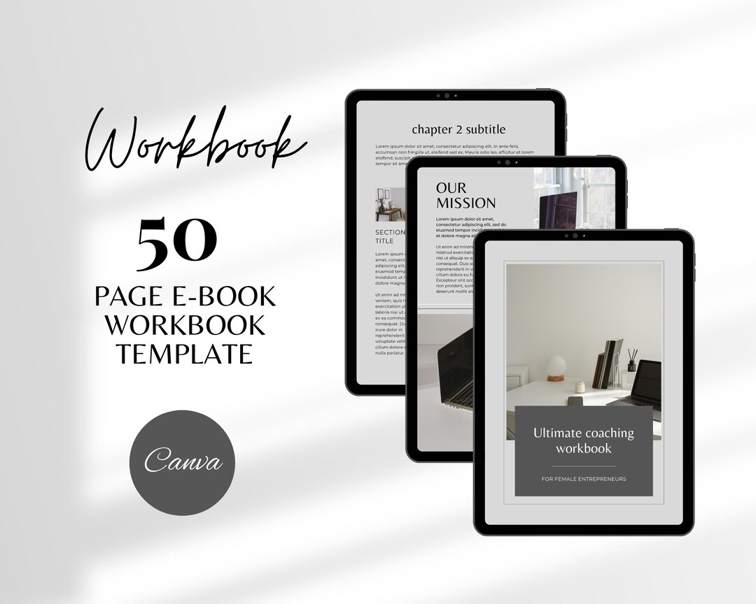 Minimalistic Workbook Template Canva Coaching E-book Template Editable ...