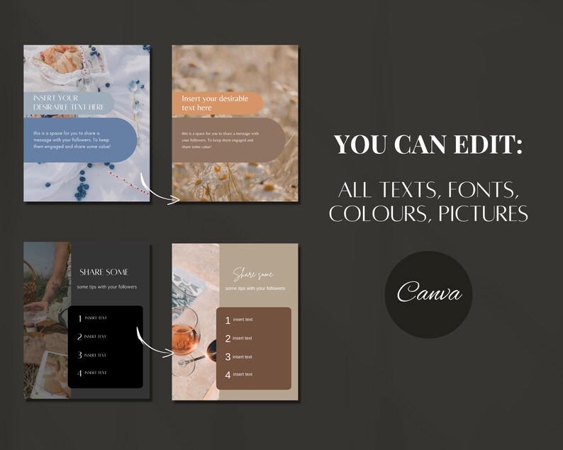 Instagram Template Bundle Social Media Blue Instagram Canva Templates ...