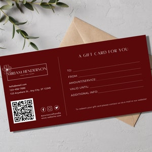 Double Sided Gift Card Template | Red Gift Certificate Template ...