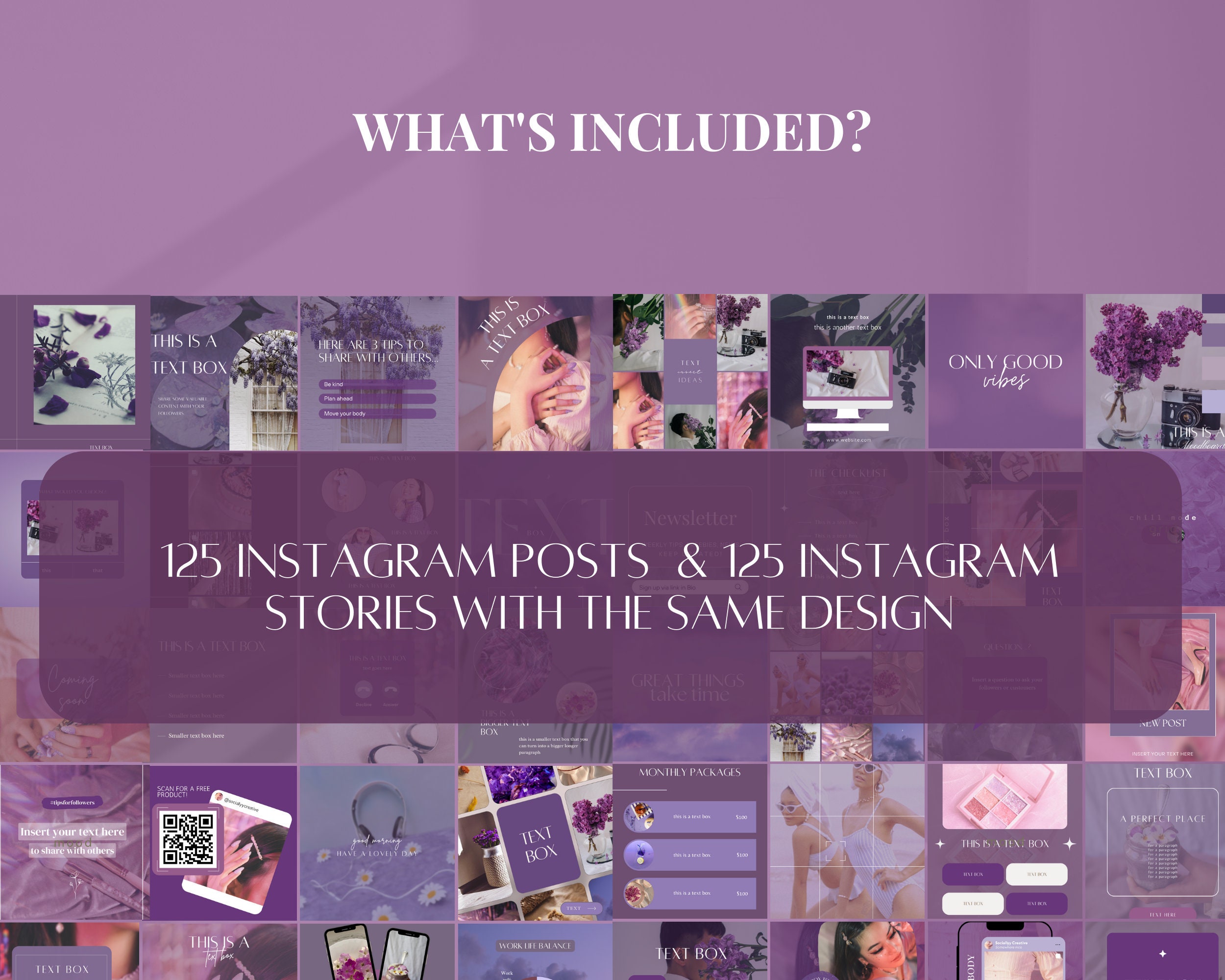 Purple Instagram Templates Purple Social Media Canva Templates - Etsy