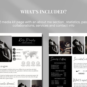 Dark Media Kit Template 2 Page Black Media Kit Influencer Rate Sheet ...