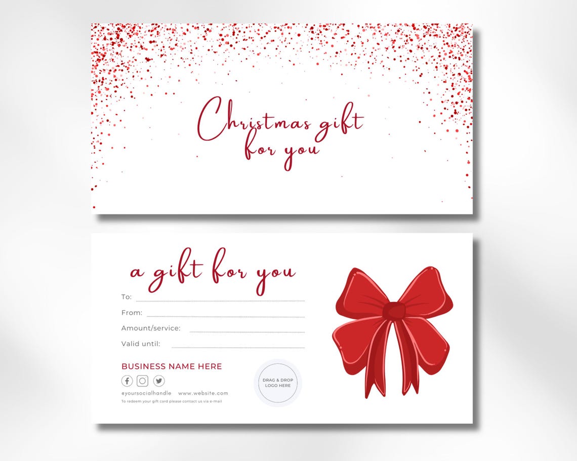 Christmas Gift Card Template DIY Christmas Gift Voucher Editable ...