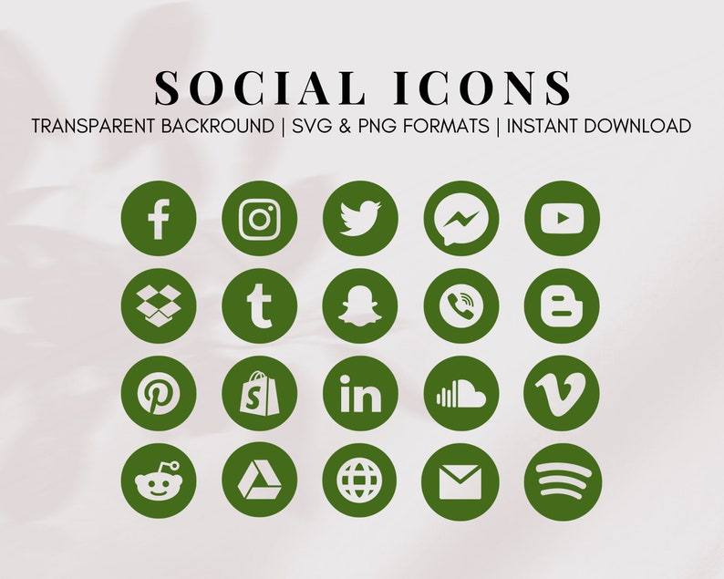 Green Social Media Icons SVG Social Media Icon Pack - Etsy