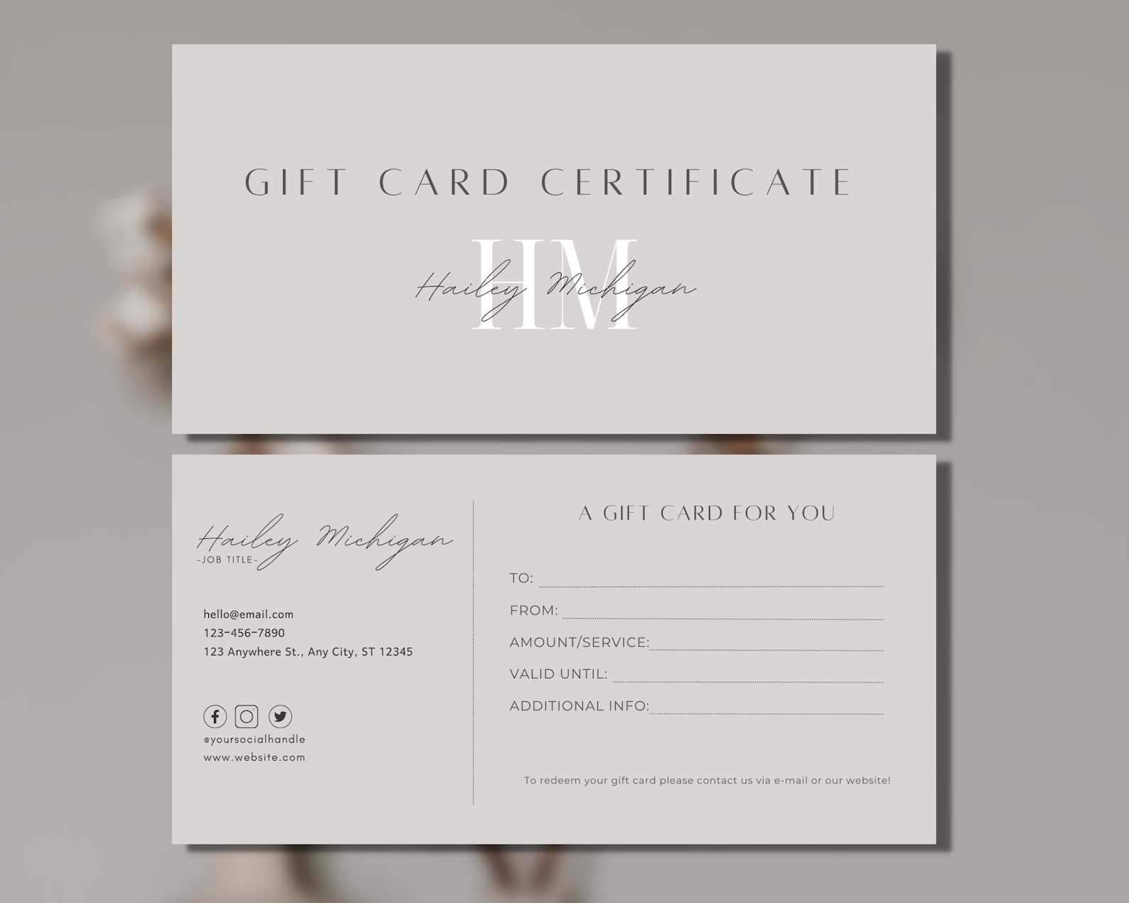 Gift Card Template Beige Business Gift Certificate Template Beige ...